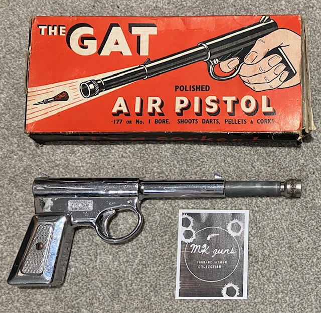 T J Harrington Chrome "The Gat Red Box" .177 Pop Out Pistol. - MK Guns