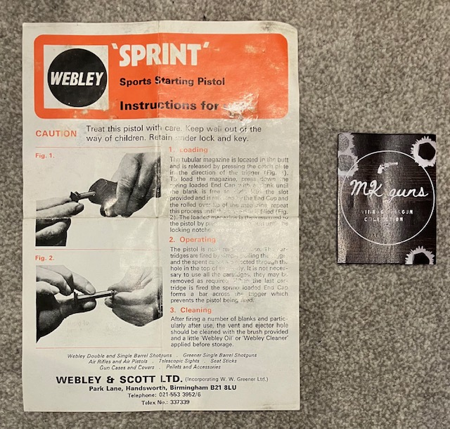 Webley SPRINT Sports Starting Pistol. - MK Guns