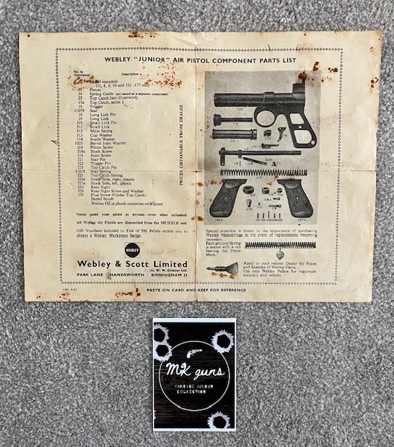 Webley Junior .177 Air Pistol. - MK Guns