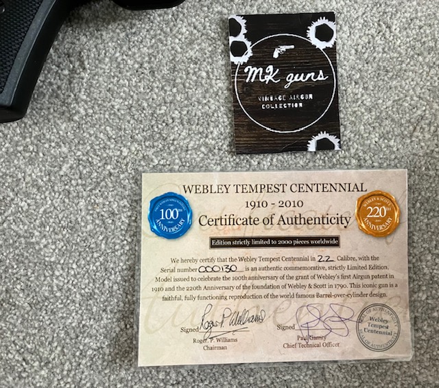 Webley Tempest Centennial .22 Air Pistol. - MK Guns