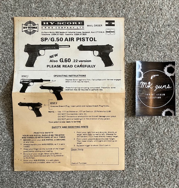 HY-Score Junior G60 Pop Out Air Pistol. - MK Guns
